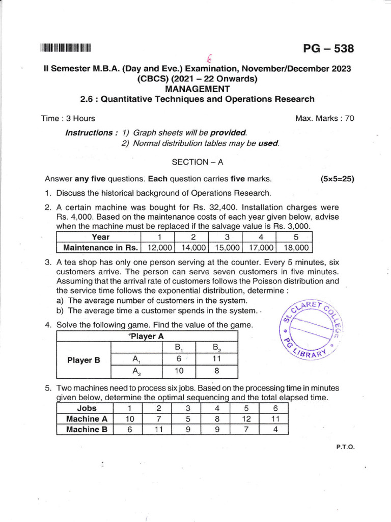Quantitative Techniques in Operations Research | PDF | Applied Mathematics