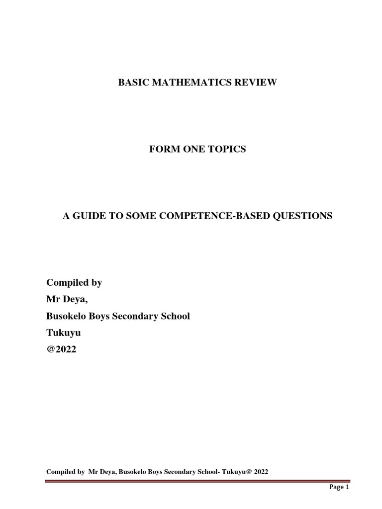 Form 1 Math Guide for Students | PDF | Circle | Triangle