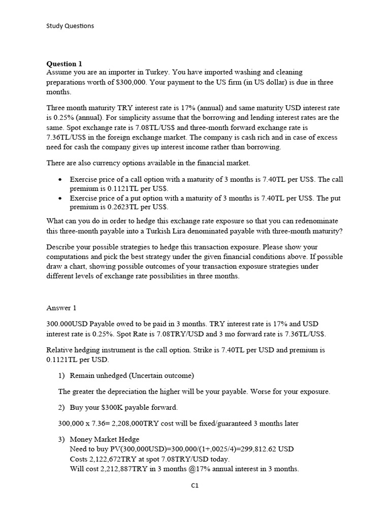 Sample Questions and Solutions | PDF | Option (Finance) | Hedge (Finance)