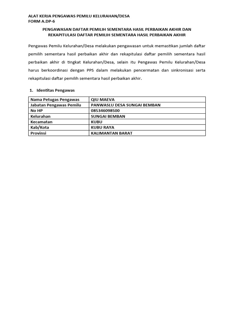 PKD Pengawasan DPSHP Akhir BEMBAN | PDF