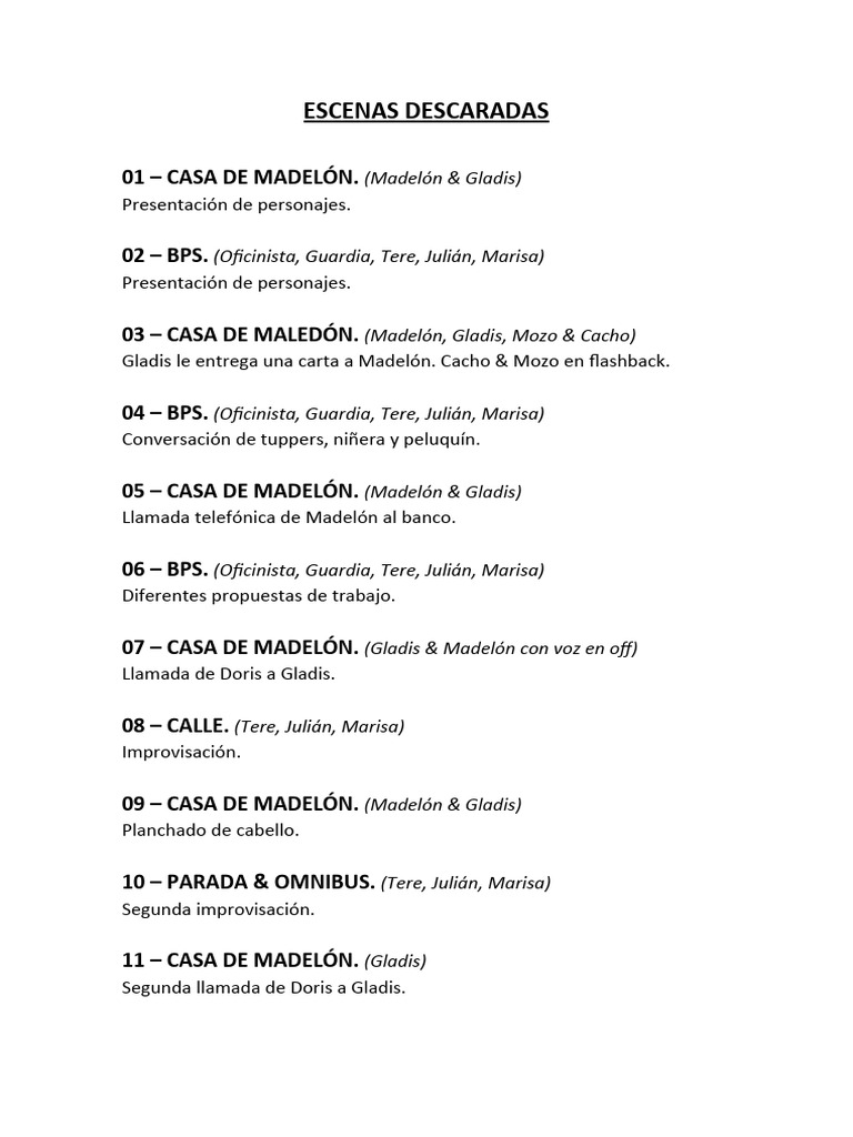 ORDEN DE ESCENAS DESCARADAS | PDF