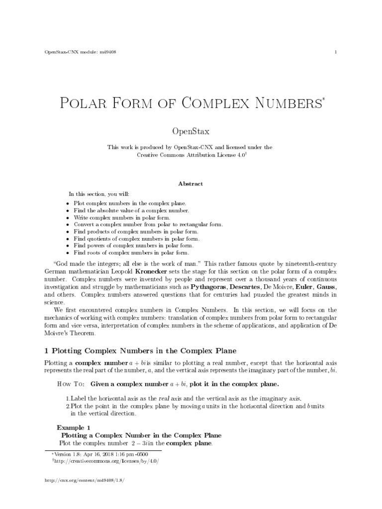 Polar Form of Complex Numbers 8 | PDF | Complex Number | Numbers