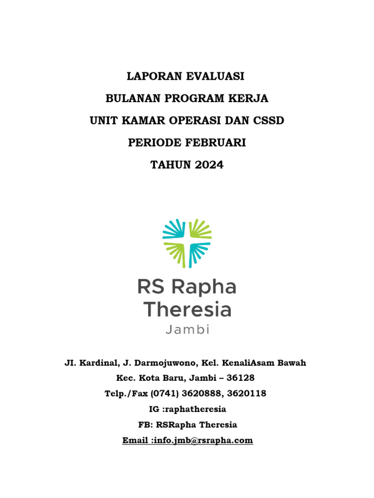 Laporan Evaluasi Bulanan Program Kerja Unit Kamar Operasi Dan CSSD Februari 2024 Fix | PDF