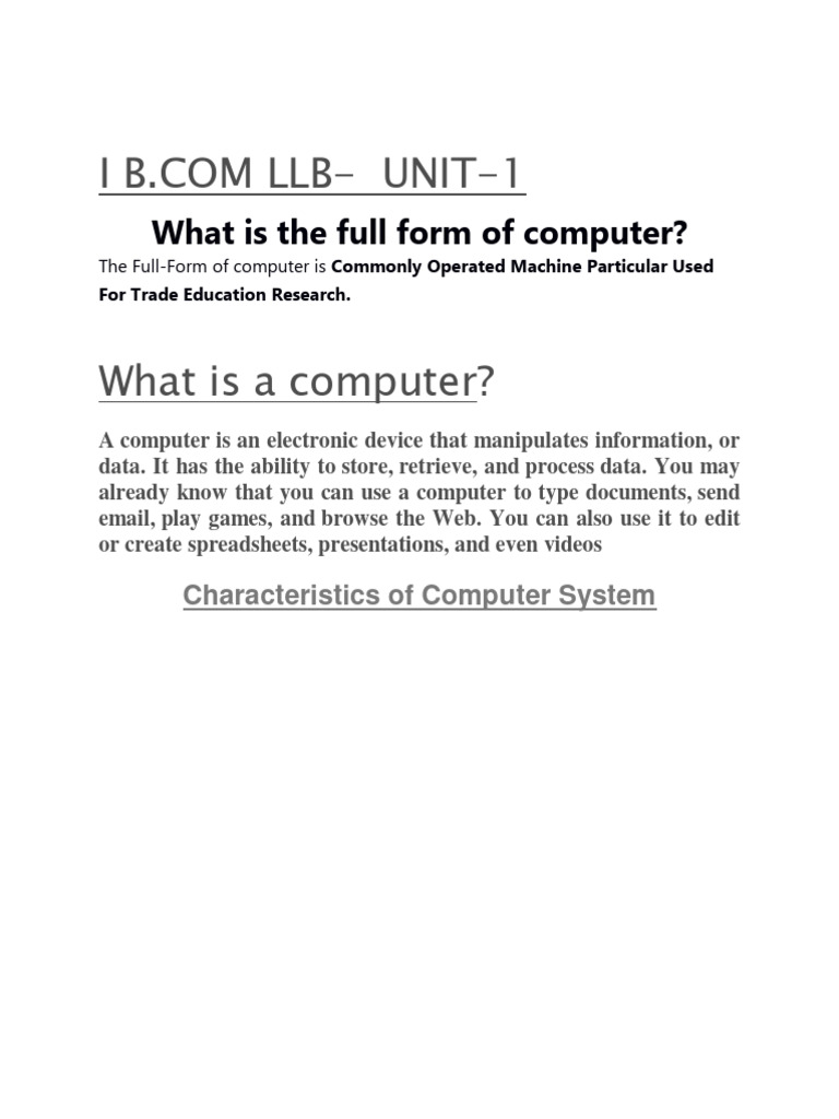 Key Characteristics of Computers | PDF | Educational Technology ...