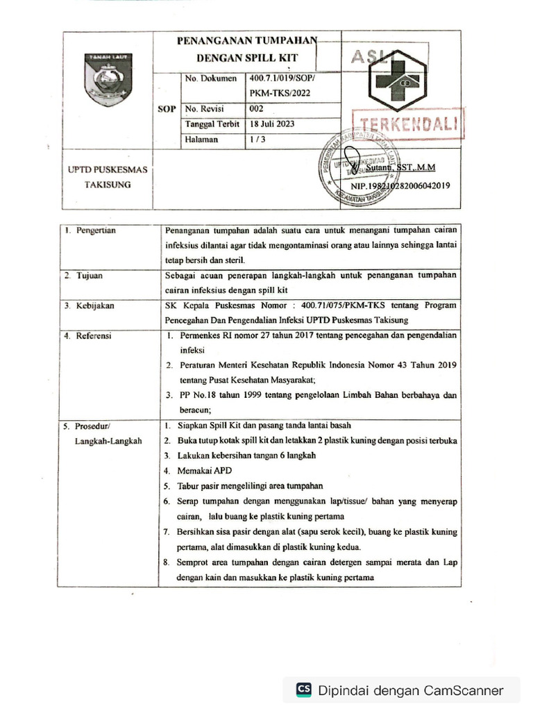 SOP Spill Kit New | PDF