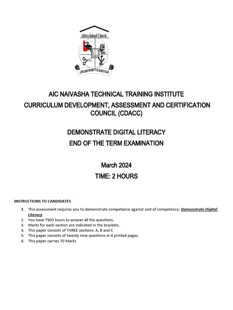 Digital Litracy Exam | PDF | Computer Network | Computer Virus