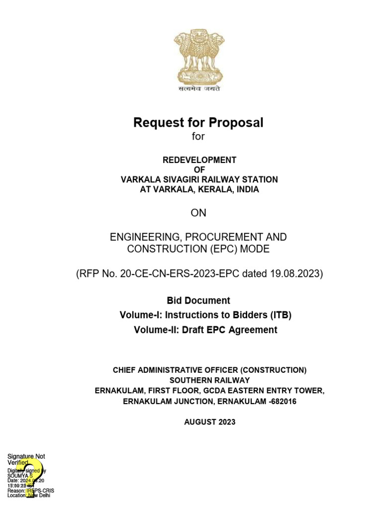 5 March KeralaEPC-RFP | PDF | Request For Proposal | Joint Venture