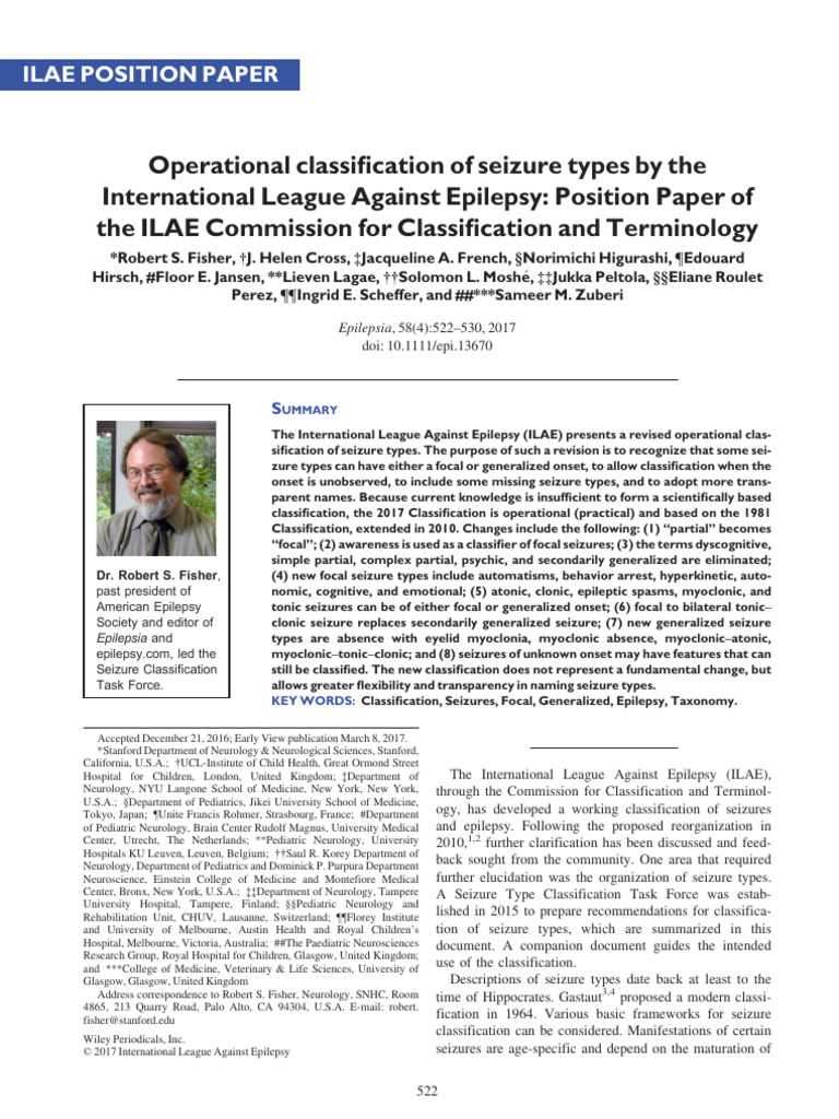 Epilepsia - 2017 - Fisher - Operational Classification of Seizure Types ...