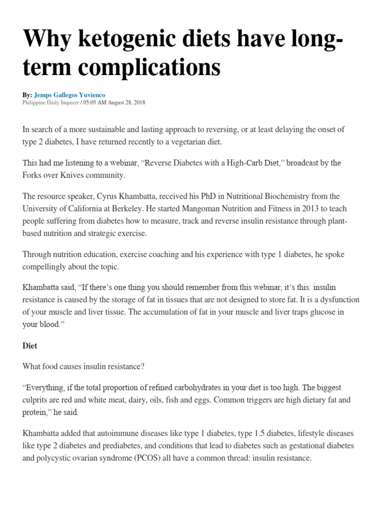 Article, Why Ketogenic Diets Have Long-Term Complications | PDF | Low ...
