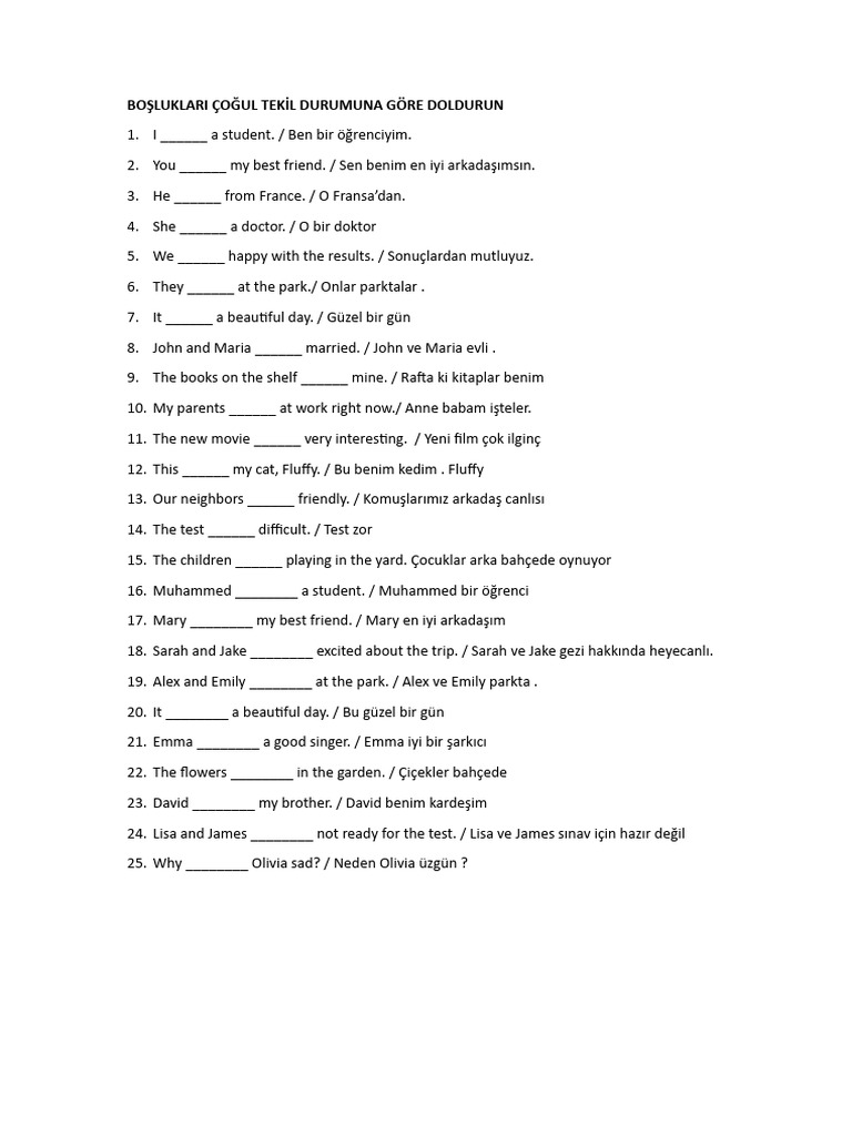 To Be Exercises | PDF