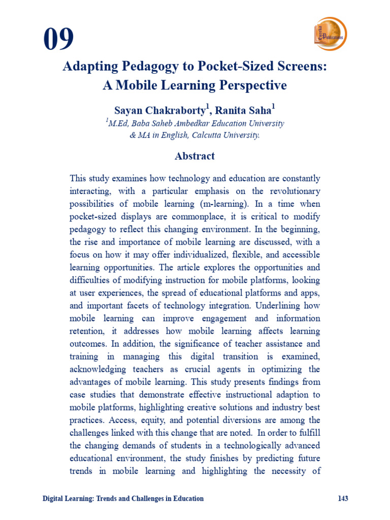 Adapting Pedagogy To Pocket-Sized Screens: A Mobile Learning Perspective | PDF