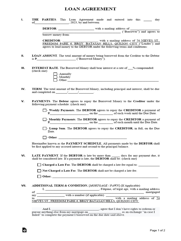 Loan Agreement | PDF | Loans | Interest