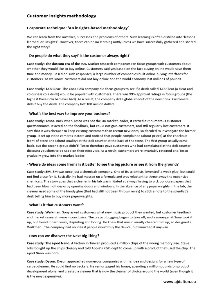 Customer Insight Stories | PDF | Focus Group