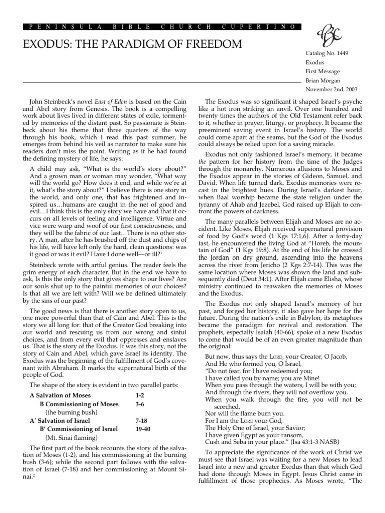 Exodus: The Paradigm of Freedom: Peninsula Bible Church Cupertino | PDF ...