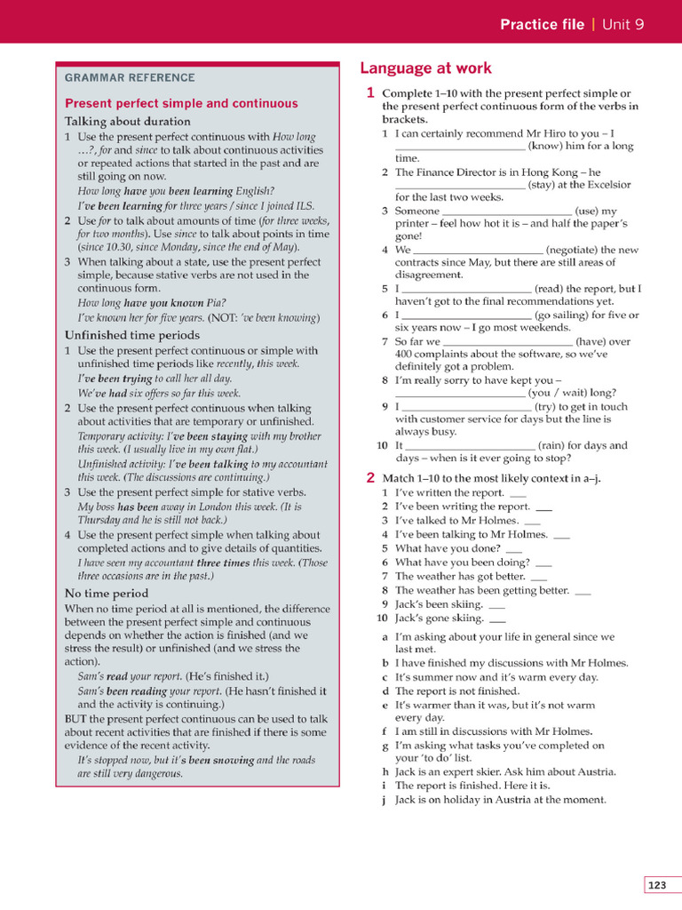 Unit 9. Practice File. Grammar Reference | PDF