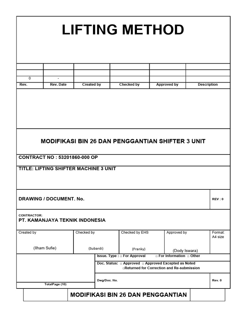Lifting Method Statement Shifter Machine | PDF
