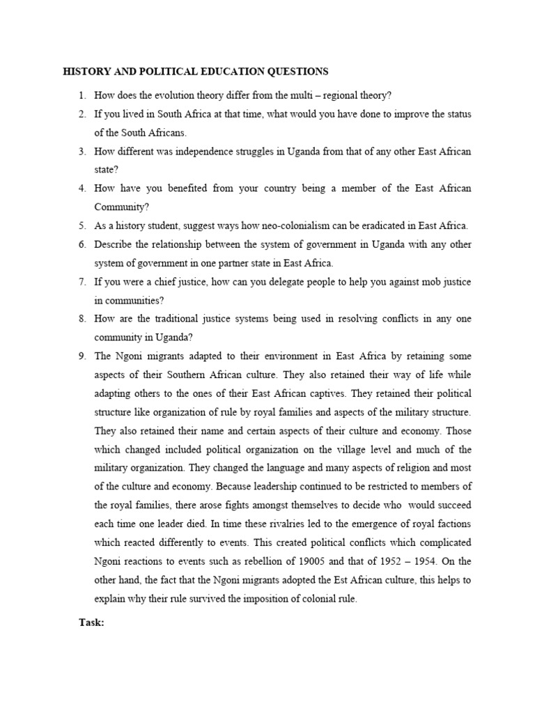 History and Political Education Questions | PDF