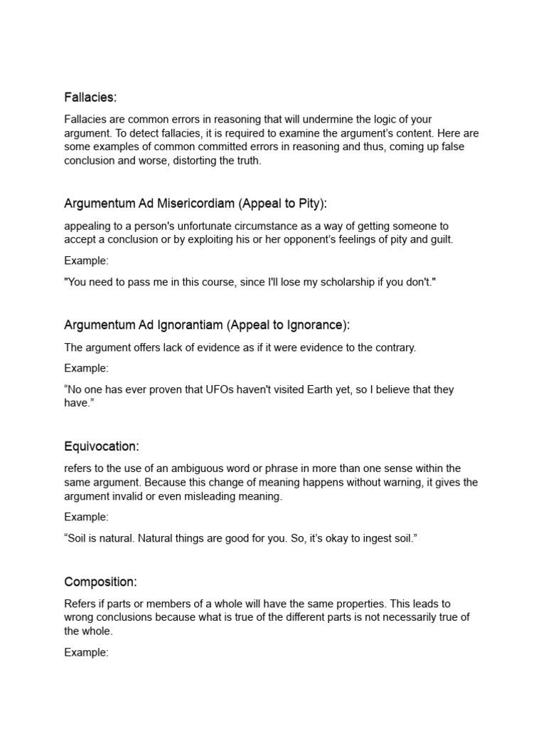 fallacies | PDF | Fallacy | Argument