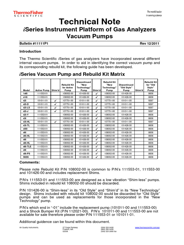 iSeries Gas Analyzers Vacuum Pump Guide | PDF | Screw | Pump