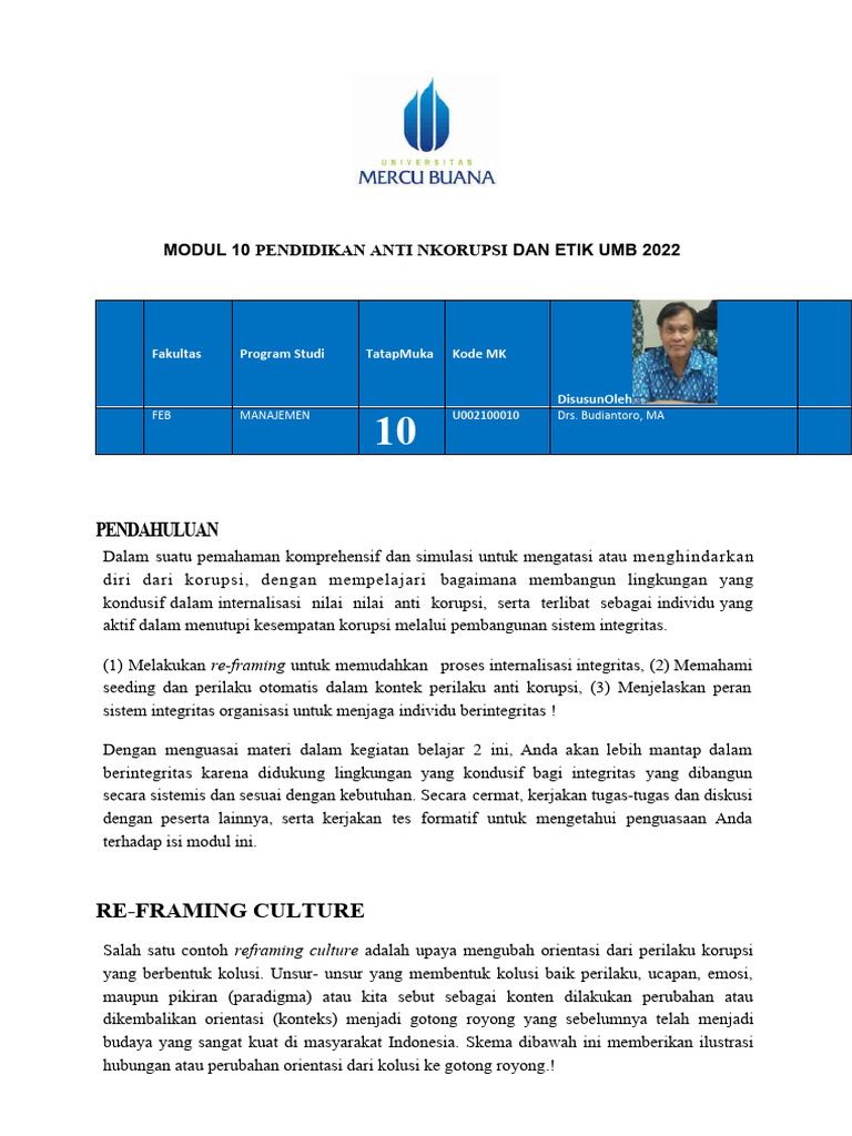 Modul 10 Pendidikan Anti Korupsi Dan Etik Umb | PDF