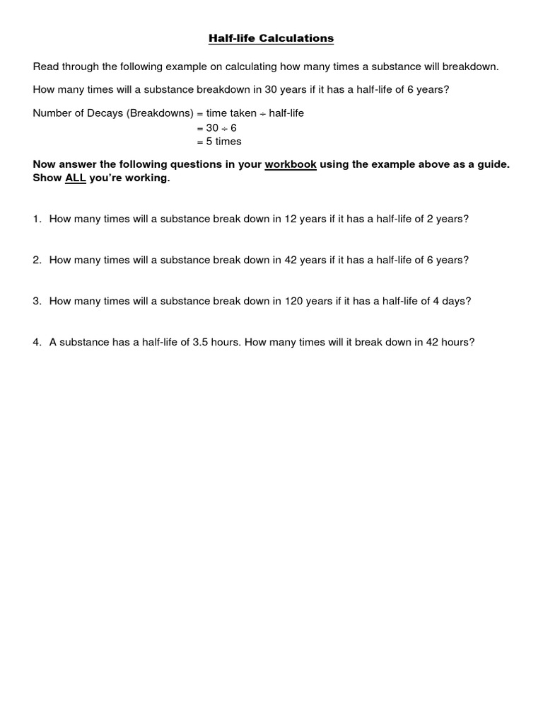 Half Life Calculations | PDF | Sets Of Chemical Elements | Nuclear Physics