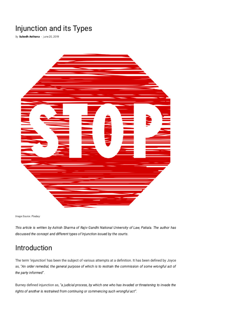 Detailed Concept and Types of Injunction - Ipleaders | PDF | Injunction ...