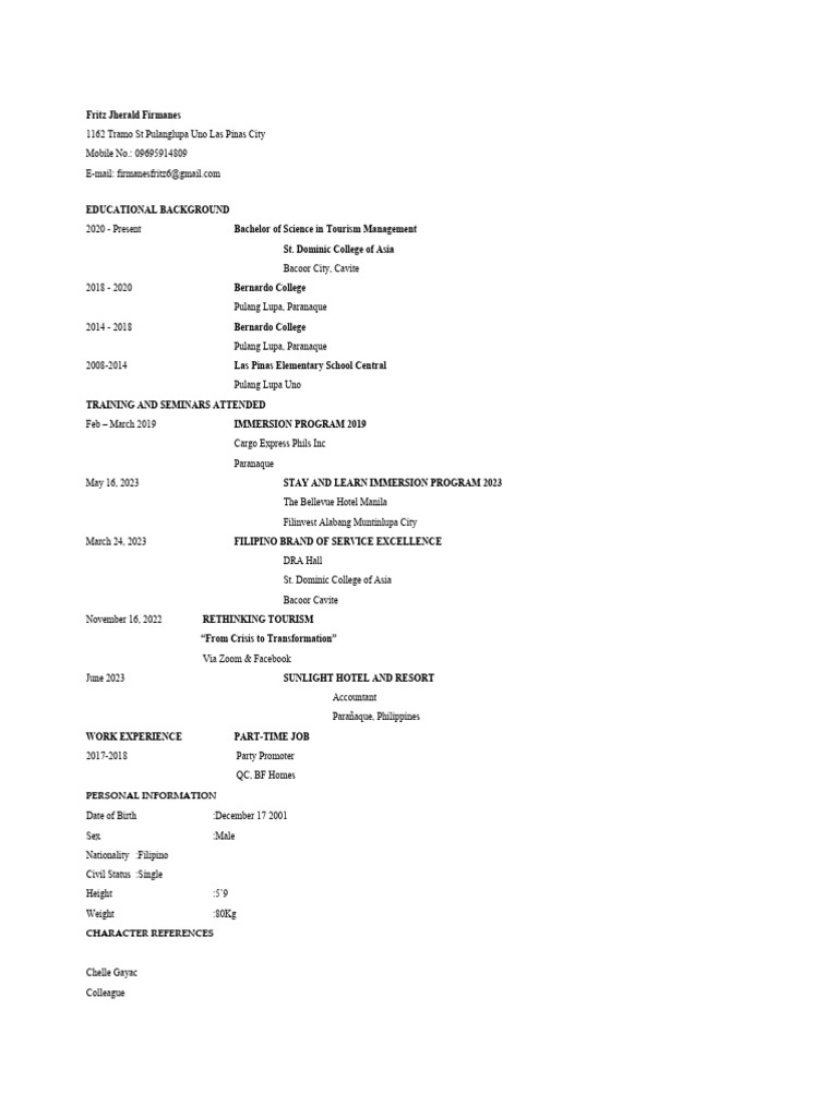 Fritz Ojt Resume | PDF