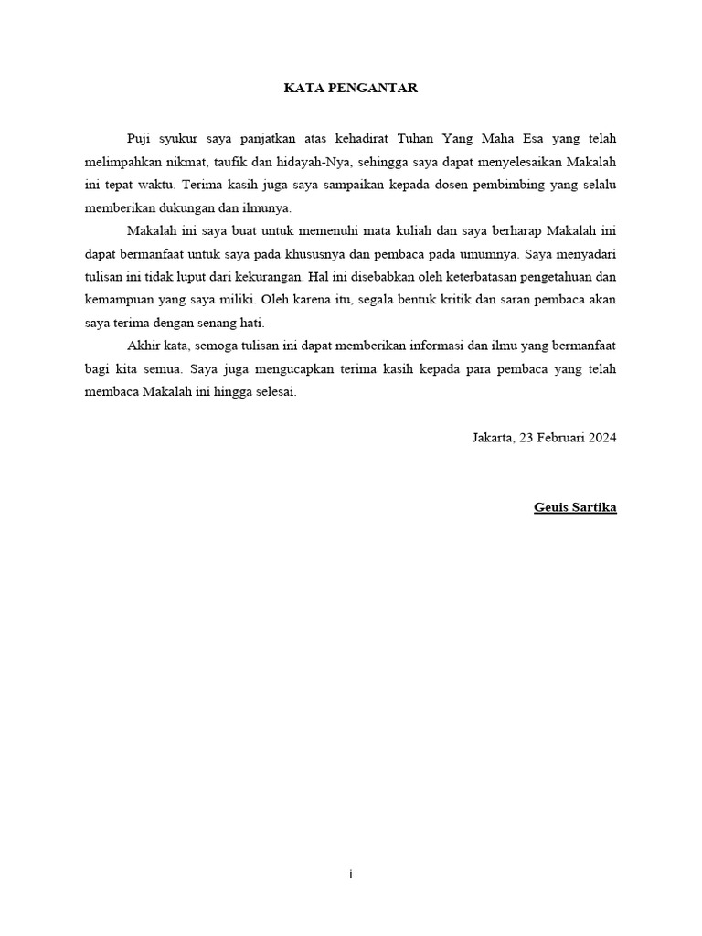 Kata Pengantar Makalah | PDF