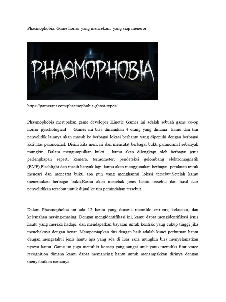 Phasmophobia game | PDF