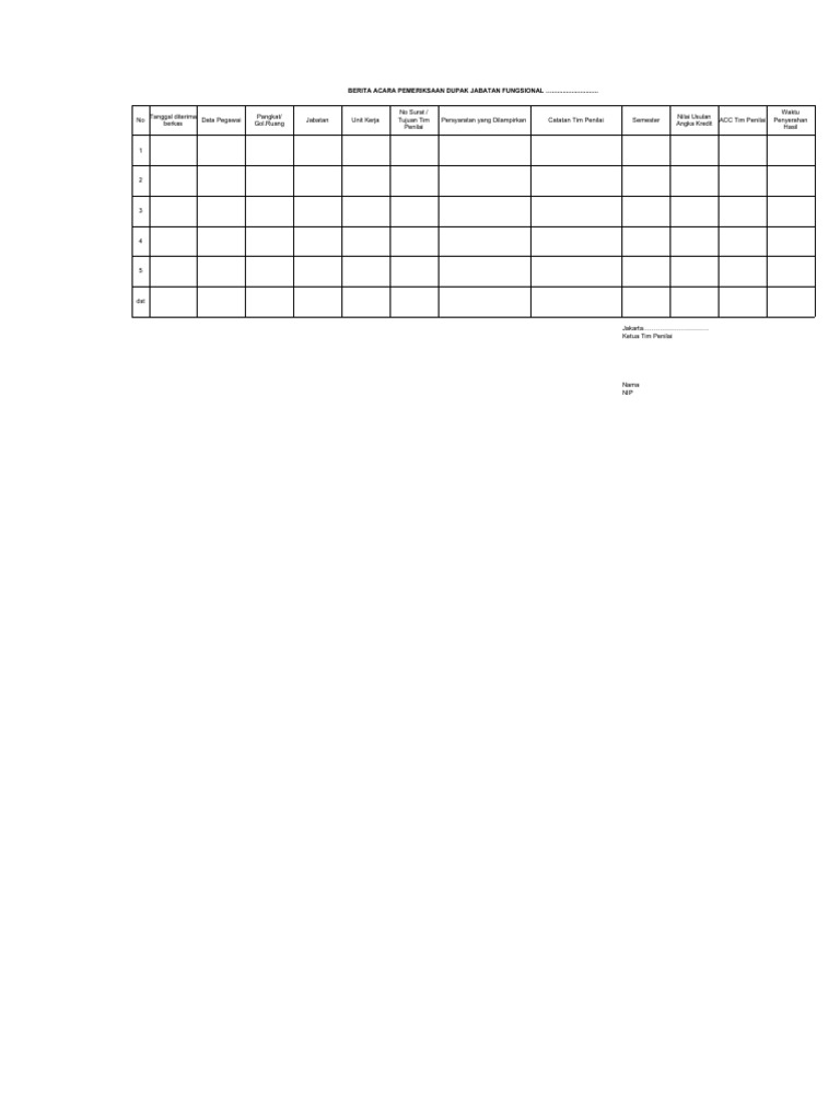 Form Dupak - Revisi 1 | PDF