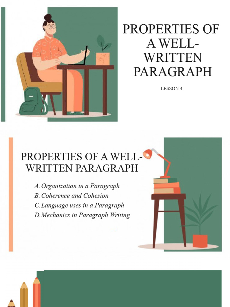 Lesson 4. Properties of A Well Written Paragraph | PDF | Bracket | Reason