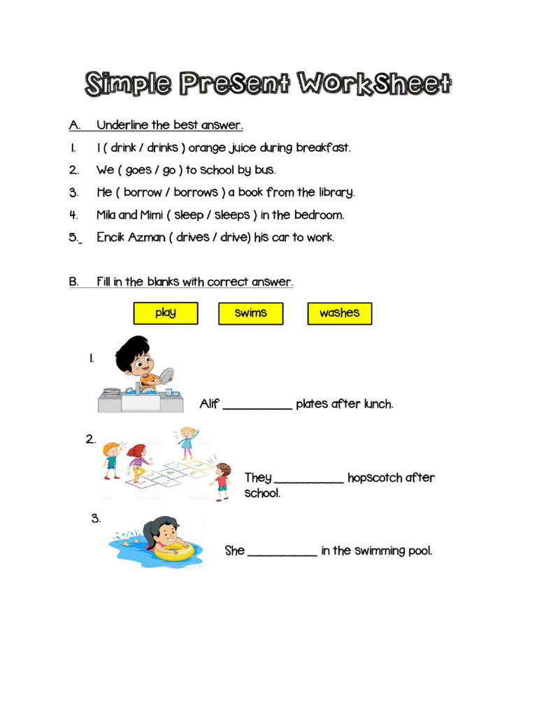 Present Tense Exercise 1 | PDF