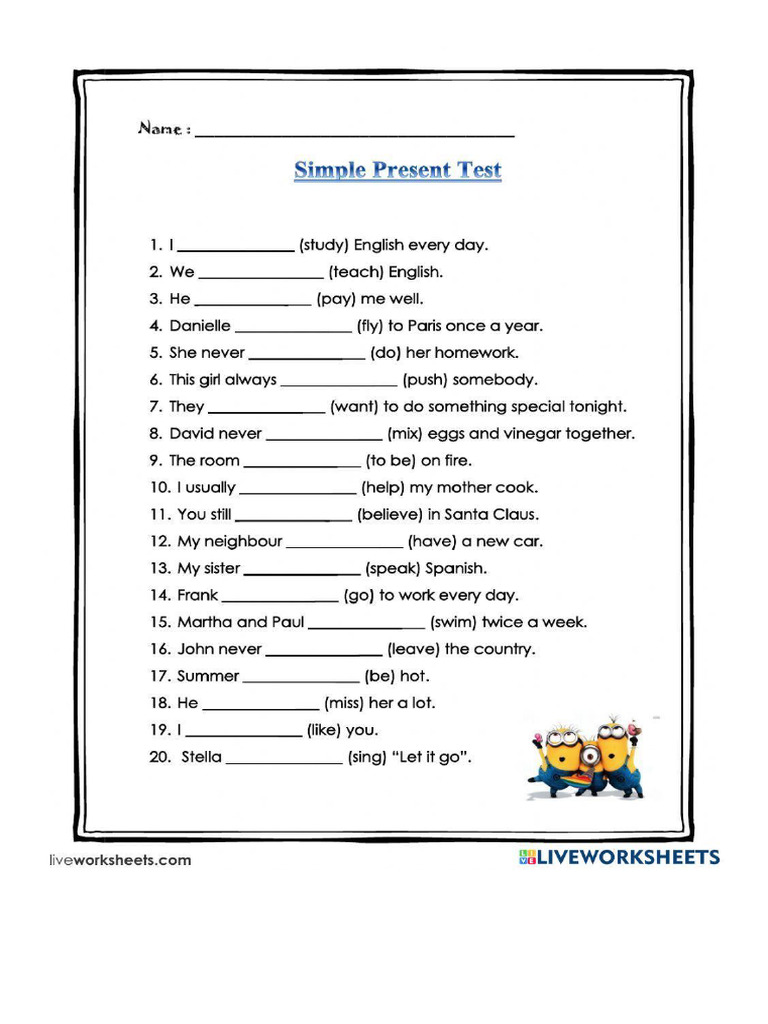 Present Tense Exercise | PDF
