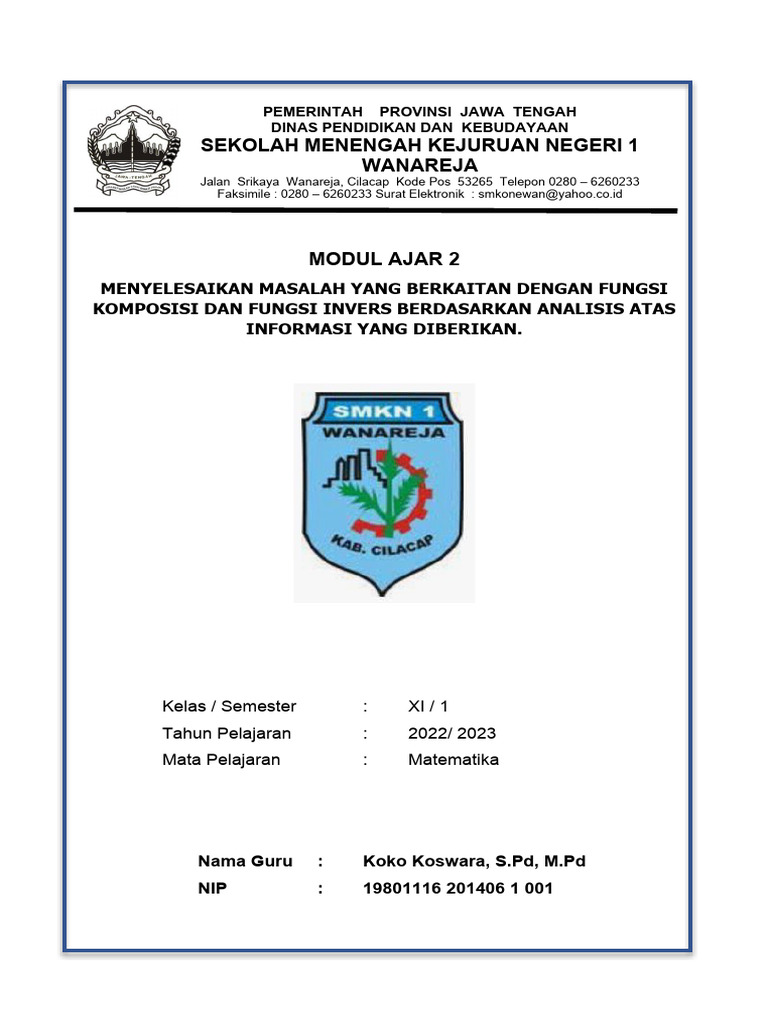 Modul Ajar Fungsi Komposisi Dan Fungsi Invers | PDF Modul Ajar Fungsi Komposisi Dan Fungsi Invers | PDF
