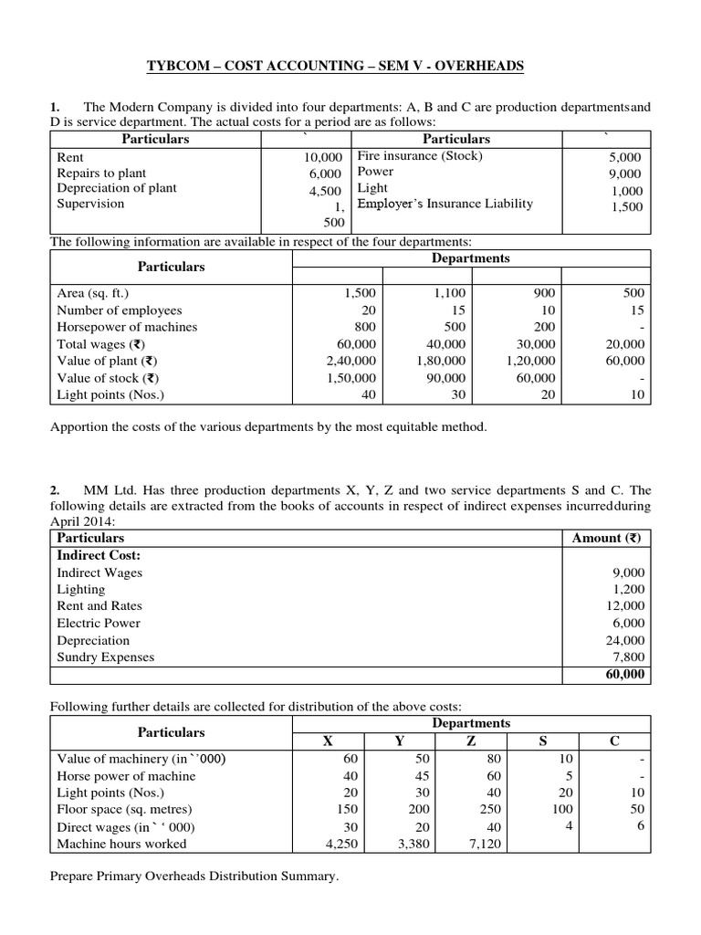 TYBCOM - Cost - Overheads | PDF | Business Economics | Business