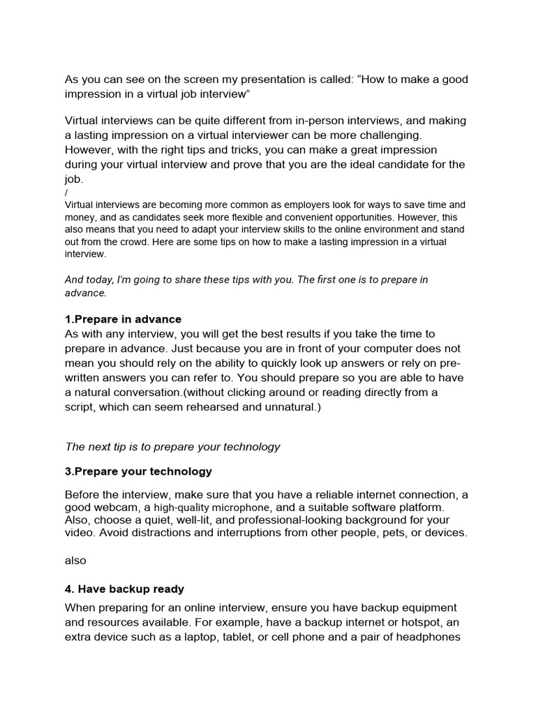 Project 1 Virtual | PDF | Job Interview | Human Communication