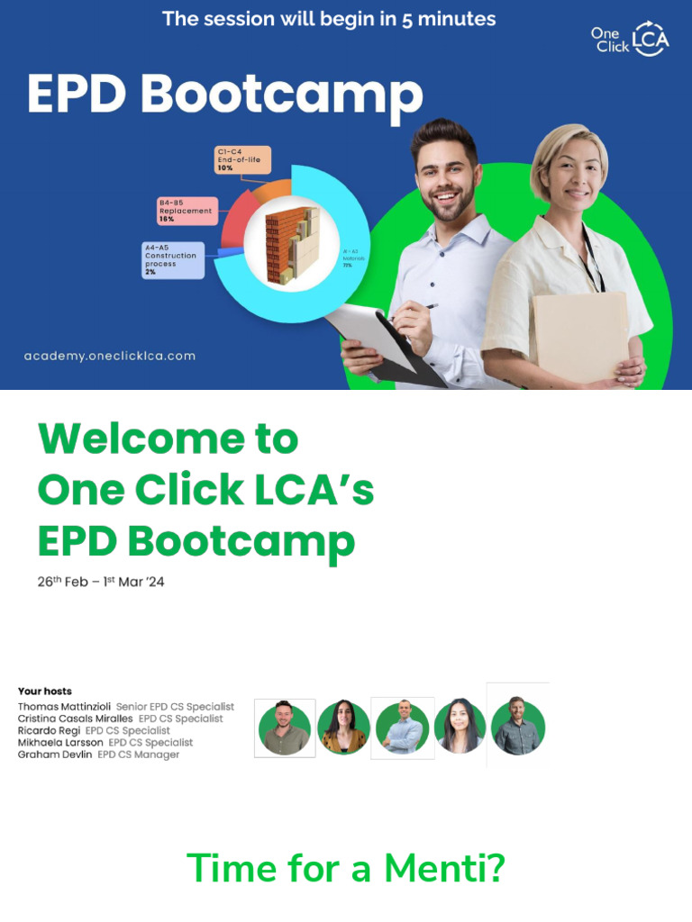 One Click LCA EPD Bootcamp Overview | PDF | Data Management | Information Technology Management