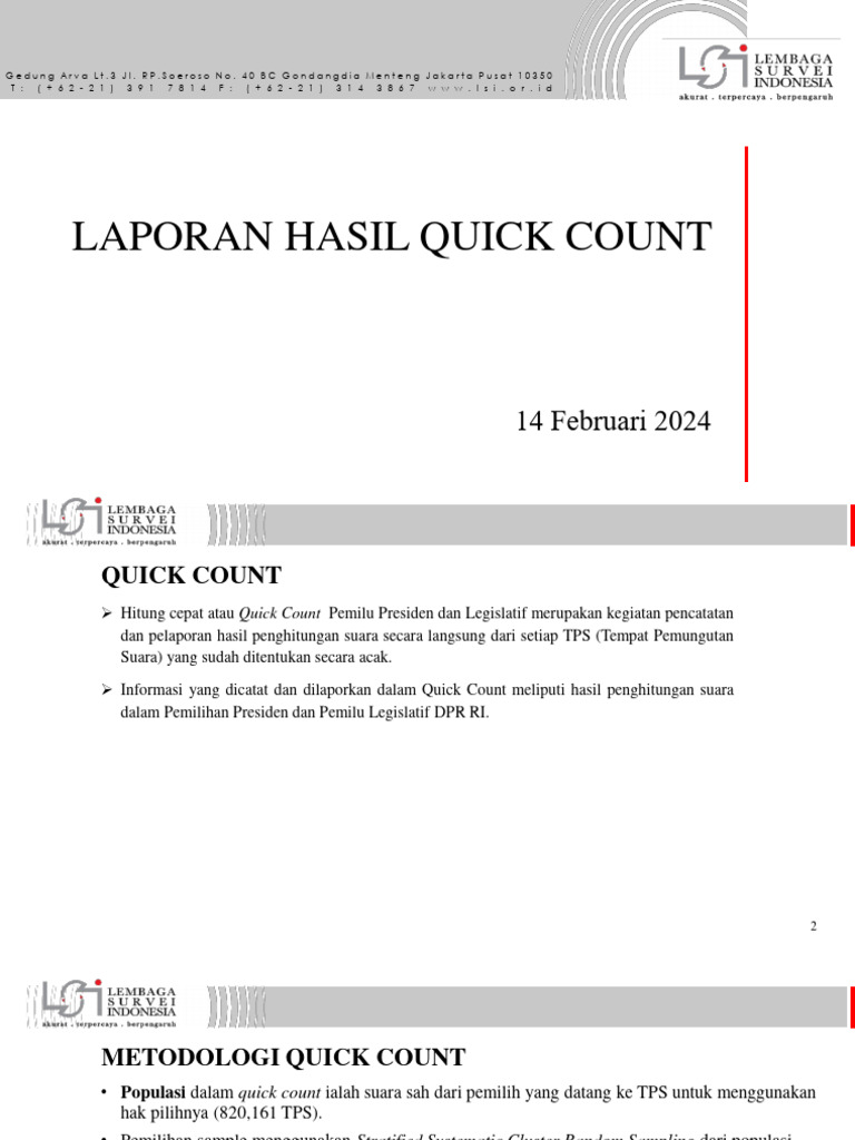 Rilis Media - Quick Count LSI | PDF