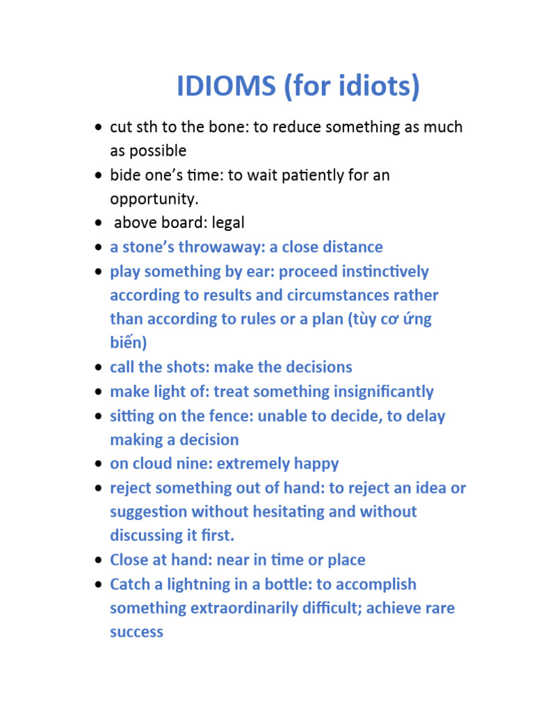 IDIOMS (for idiots) | PDF