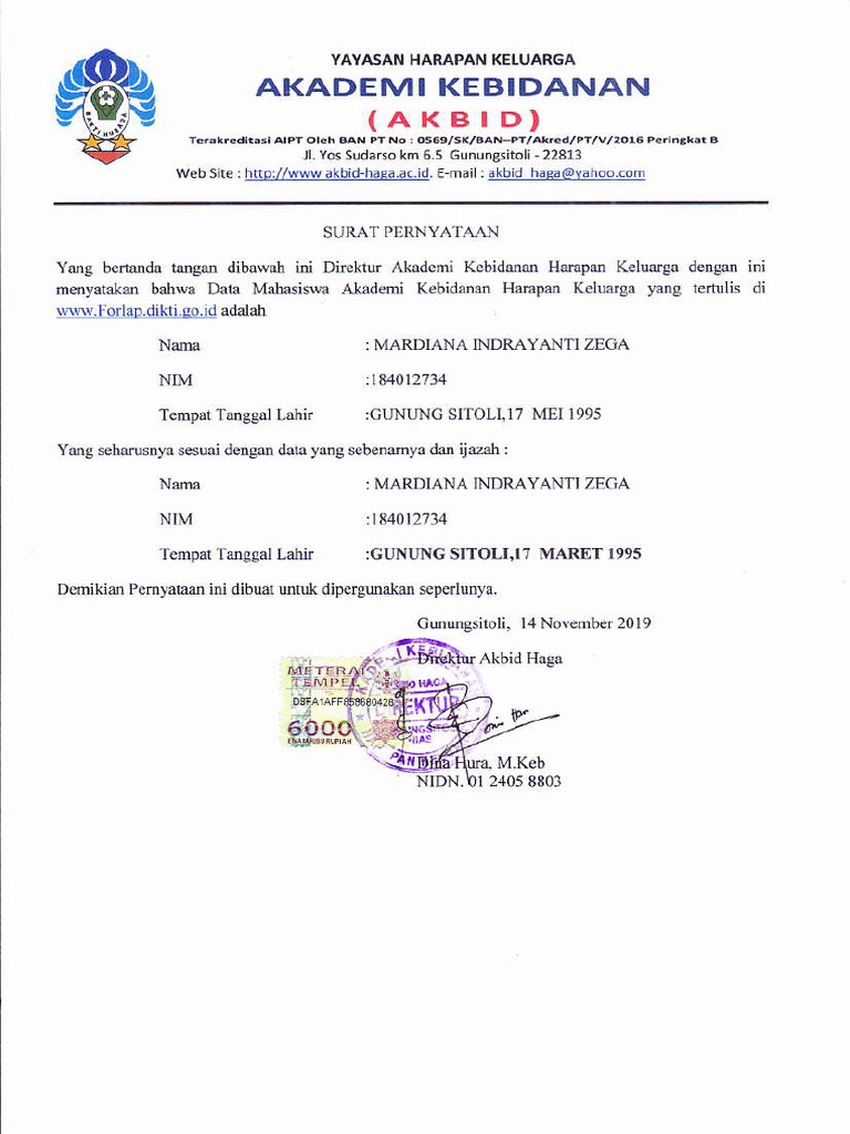 Surat Pernyataan PDM Contoh | PDF