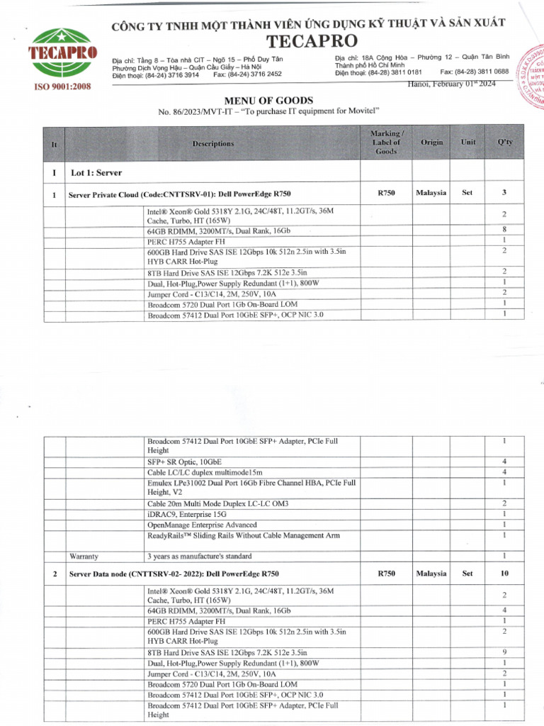 Menu of Goods 86 MVT - 0001 - Teca | PDF