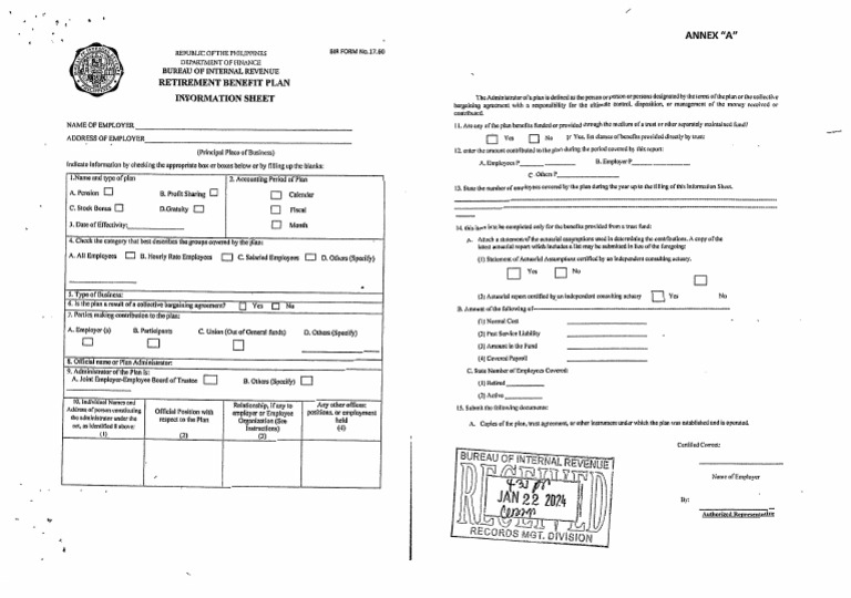 RMC No. 13-2024 - Annex A - BIR Form No. 17.60 | PDF | Employment ...