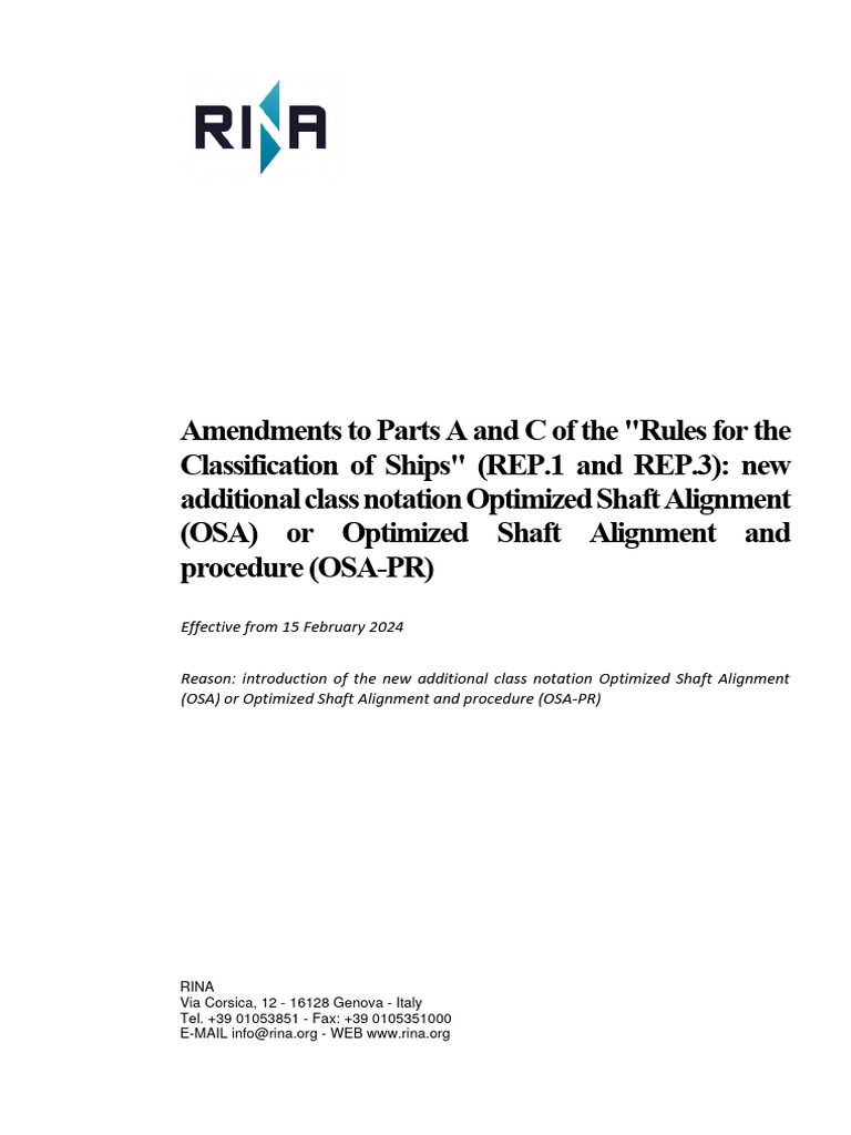 RINA Ship Classification Notations Update | PDF | Biofuel | Mechanical ...