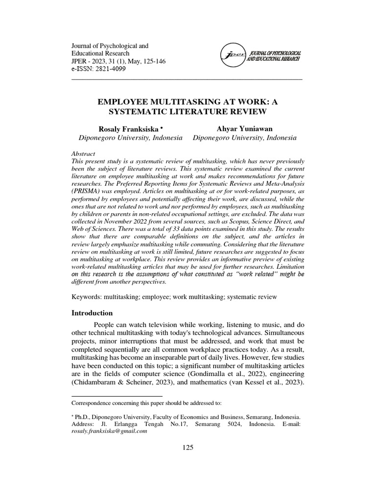 Employee Multitasking at Work | PDF | Systematic Review