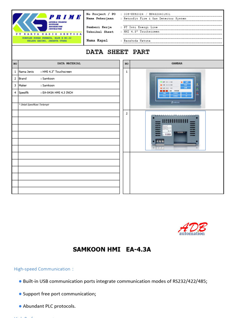 Data Sheet - Hmi 4.3 Inch | PDF | Usb | Computing