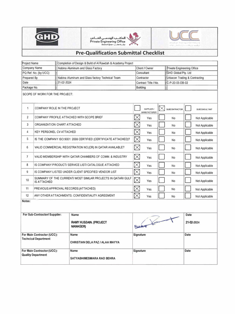 Pre - Qualification Document Sample | PDF | Sales | Pricing