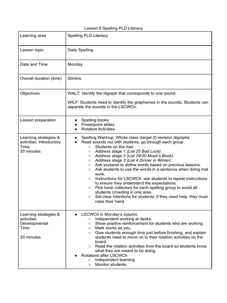 Lesson 6 Spelling | PDF | Learning Methods | Pedagogy