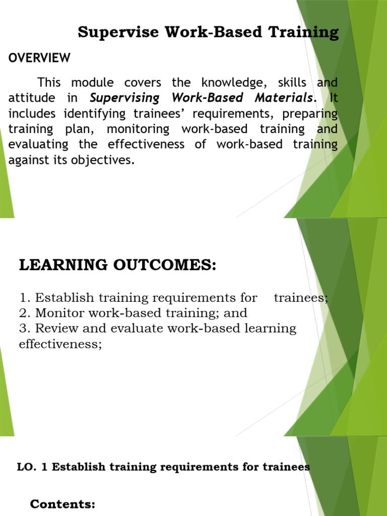 3 Supervise Work-Based Learning Overview | Download Free PDF | Vocational Education | Cakes