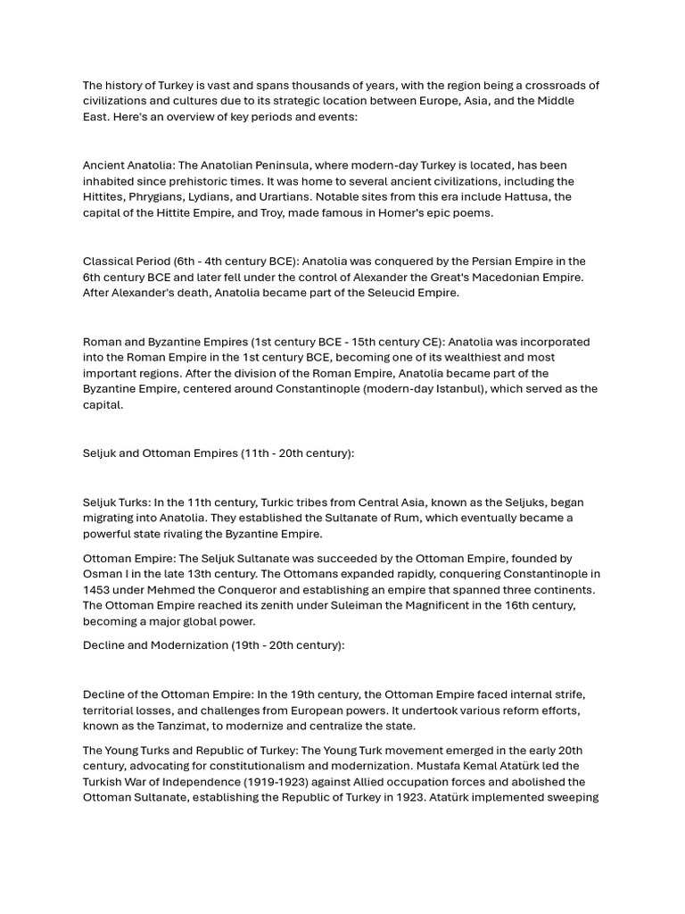 Turkey History | PDF | Anatolia | Turkey