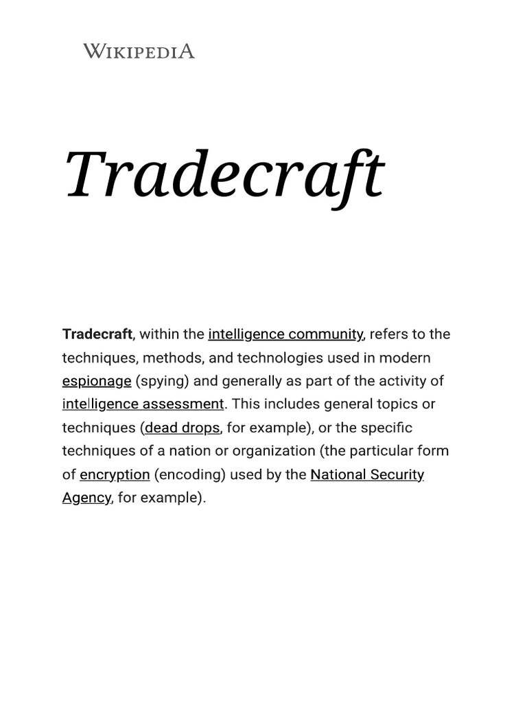Intelligence Tradecraft | PDF | Espionage | Surveillance